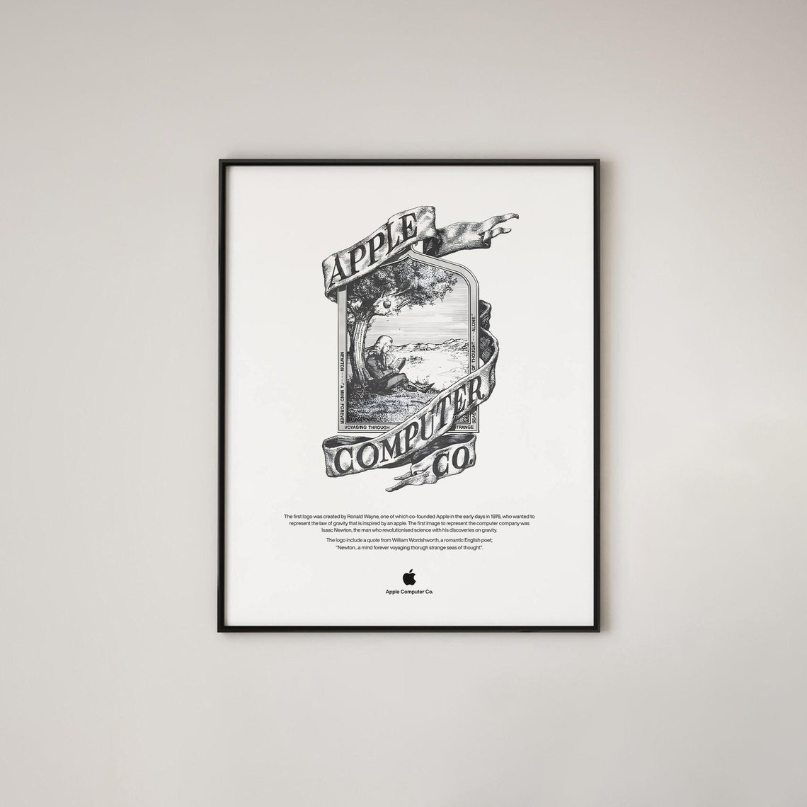 Apple 1976 Logo Poster | Apple Computer Poster | Typography Apple Logo ...