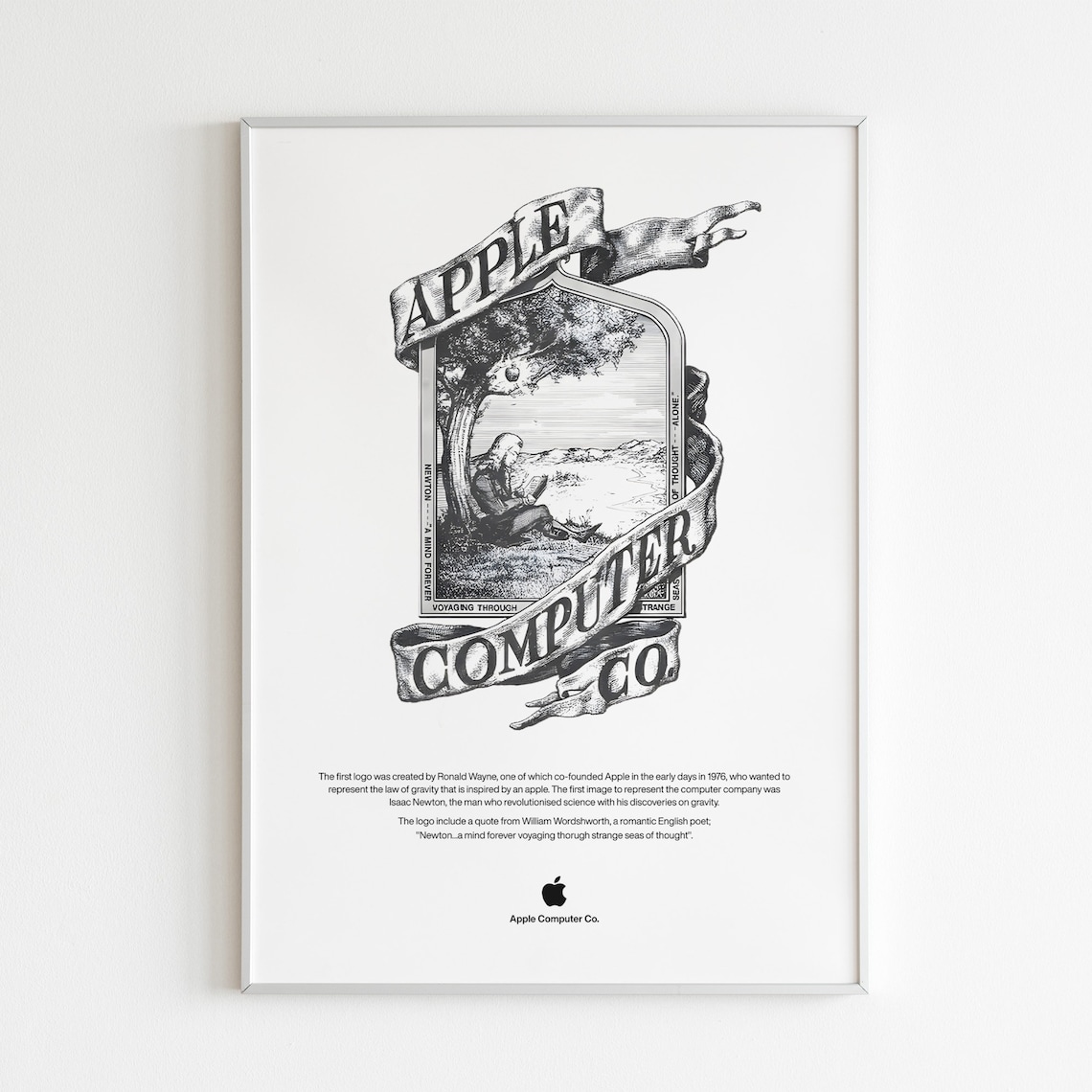 Apple 1976 Logo Poster | Apple Computer Poster | Typography Apple Logo ...