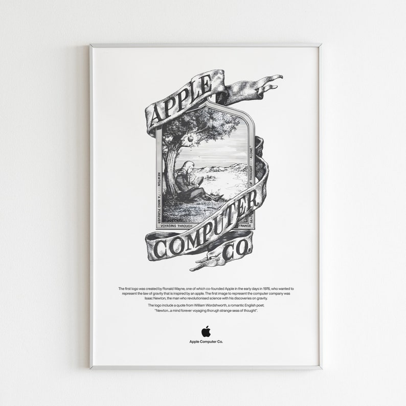 Apple 1976 Logo Poster | Apple Computer Poster | Typography Apple Logo ...