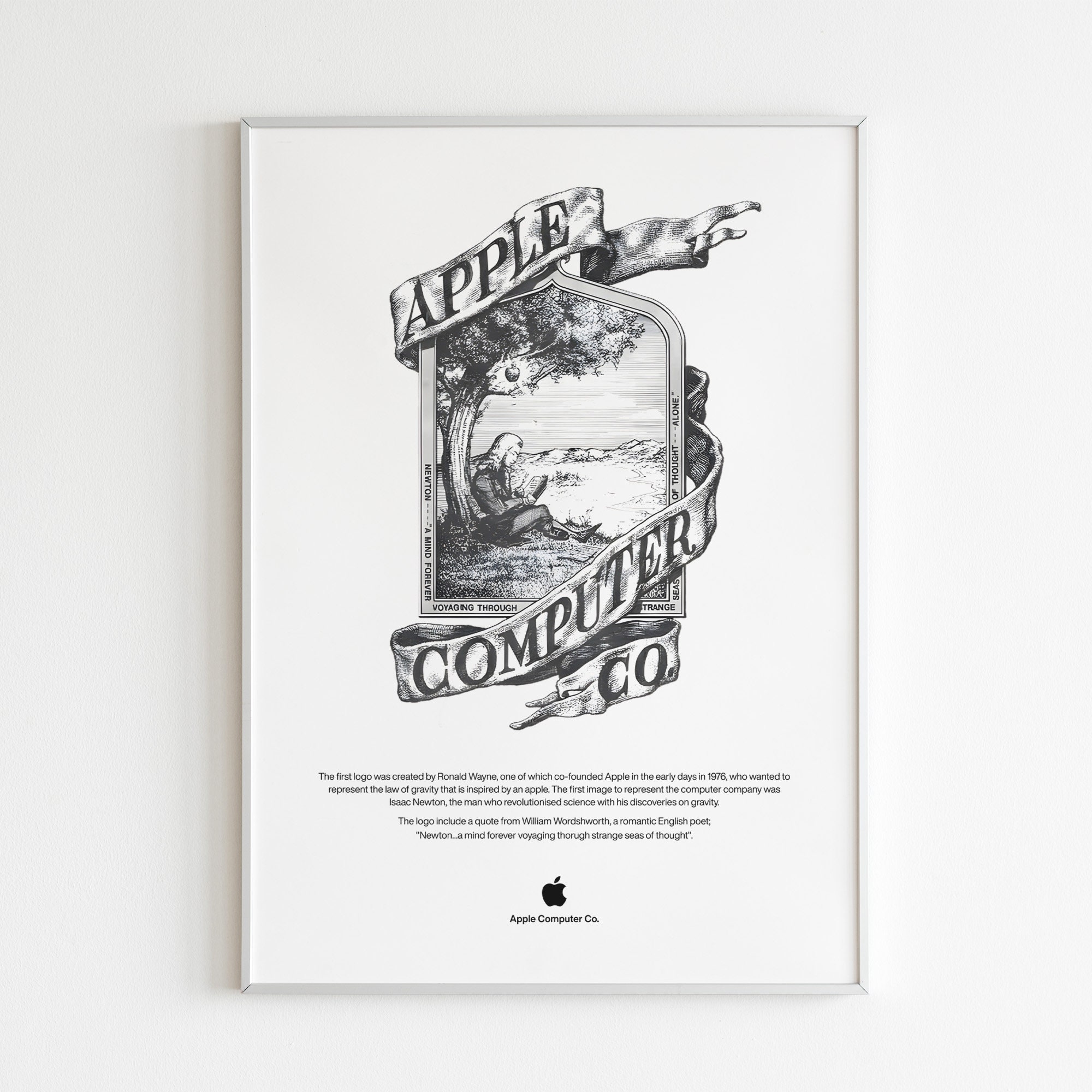 Apple 1976 Logo Poster | Apple Computer Poster | Typography Apple Logo ...
