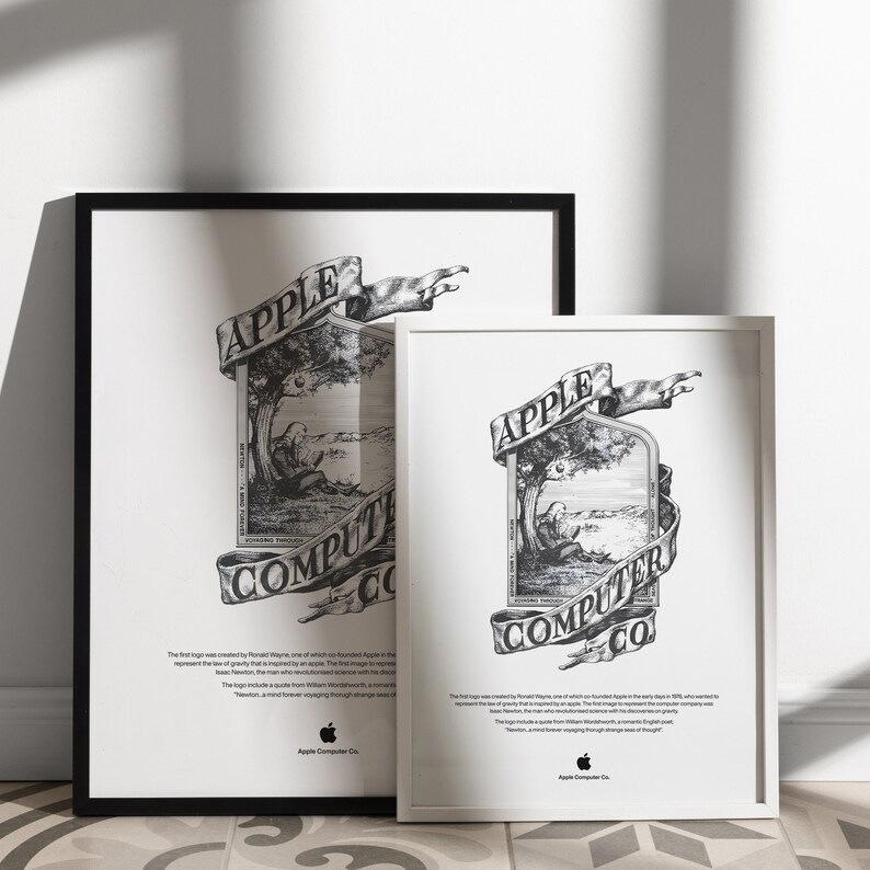 Apple 1976 Logo Poster | Apple Computer Poster | Typography Apple Logo ...