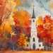 Watercolor Church in Autumn Fall Painting for a Smart TV, Great Gift ...