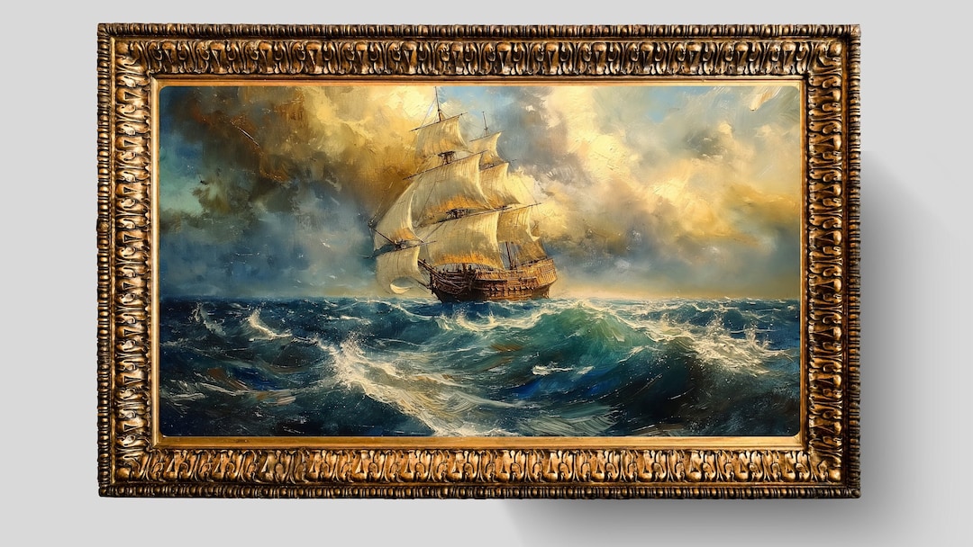 Nautical Digital Art for Smart TV, 16th Century Ship Painting, Gift for ...