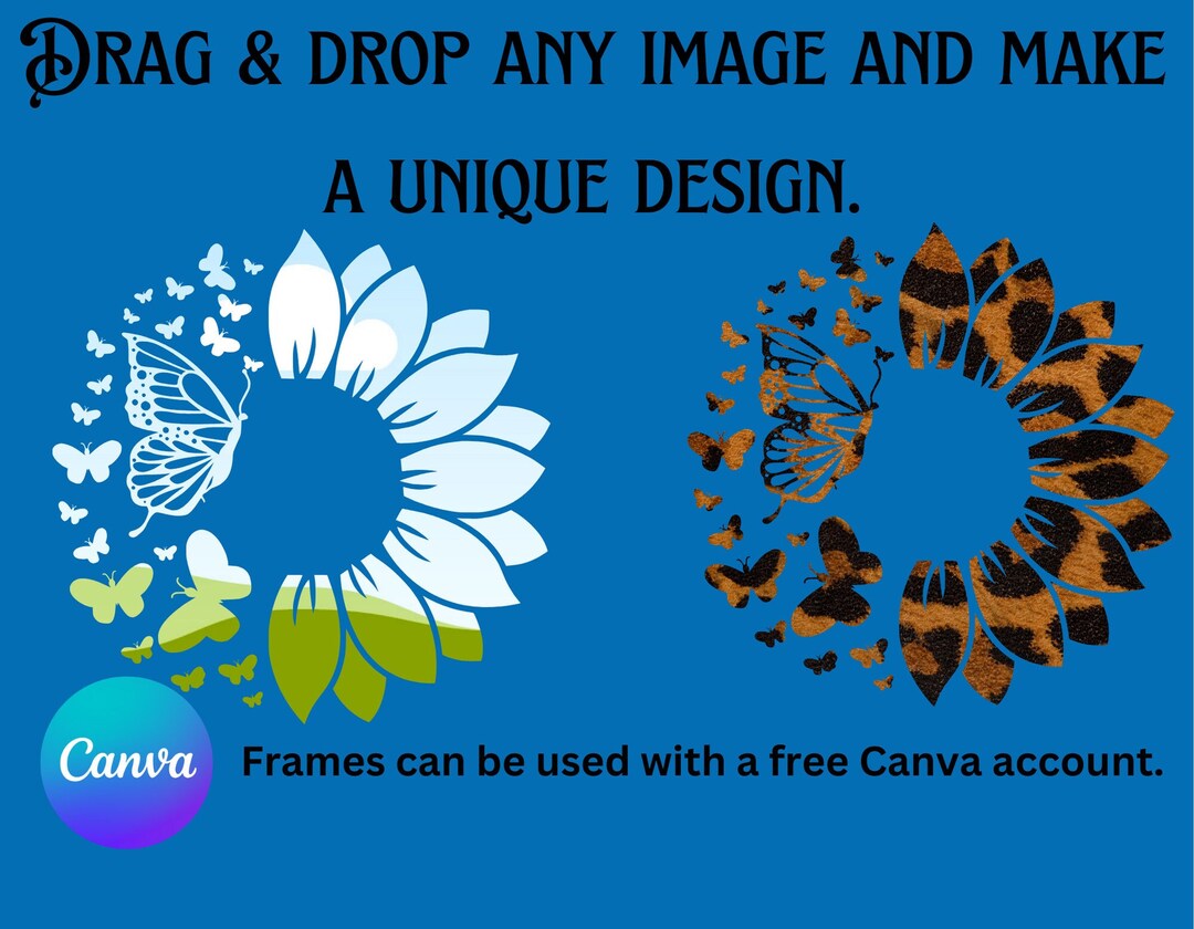 Flower and Butterfly Unique Canva Frame Digital Download, Detailed ...