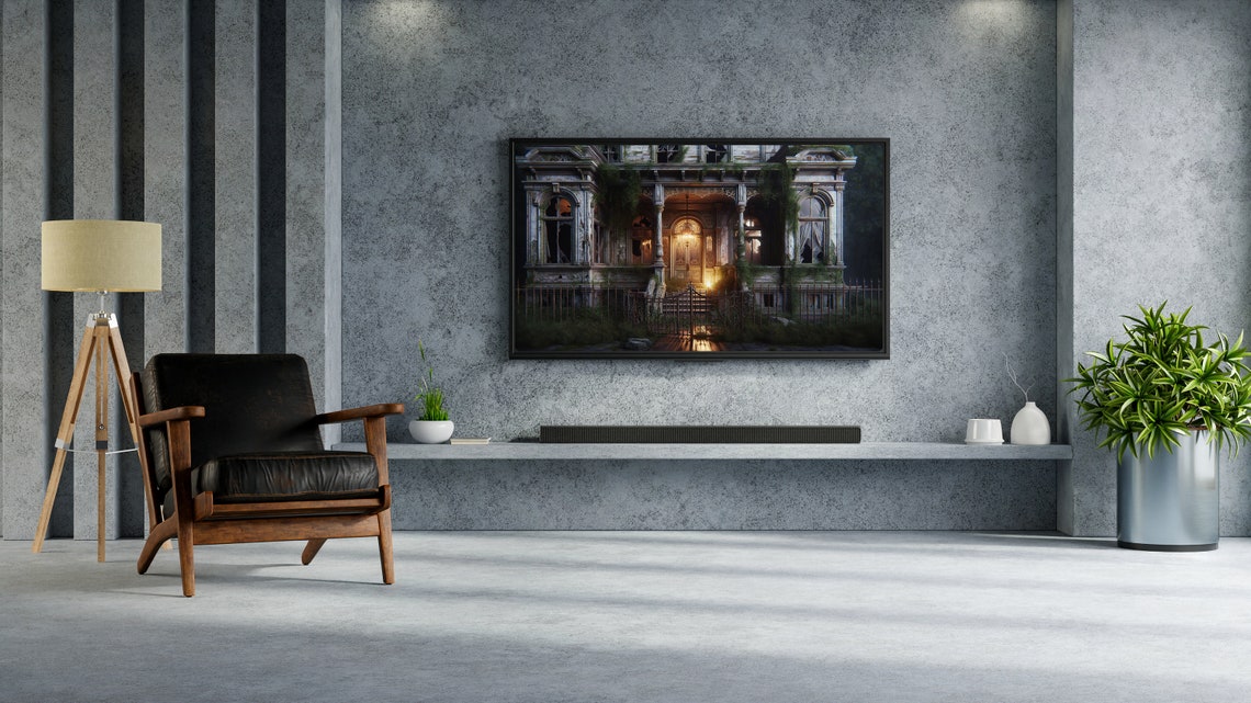 Halloween Trick or Treat Spooky House TV Art, Spooky Fall Decor to Set ...