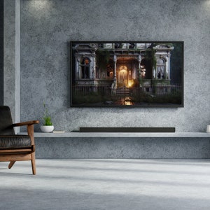 Halloween Trick or Treat Spooky House TV Art, Spooky Fall Decor to Set ...