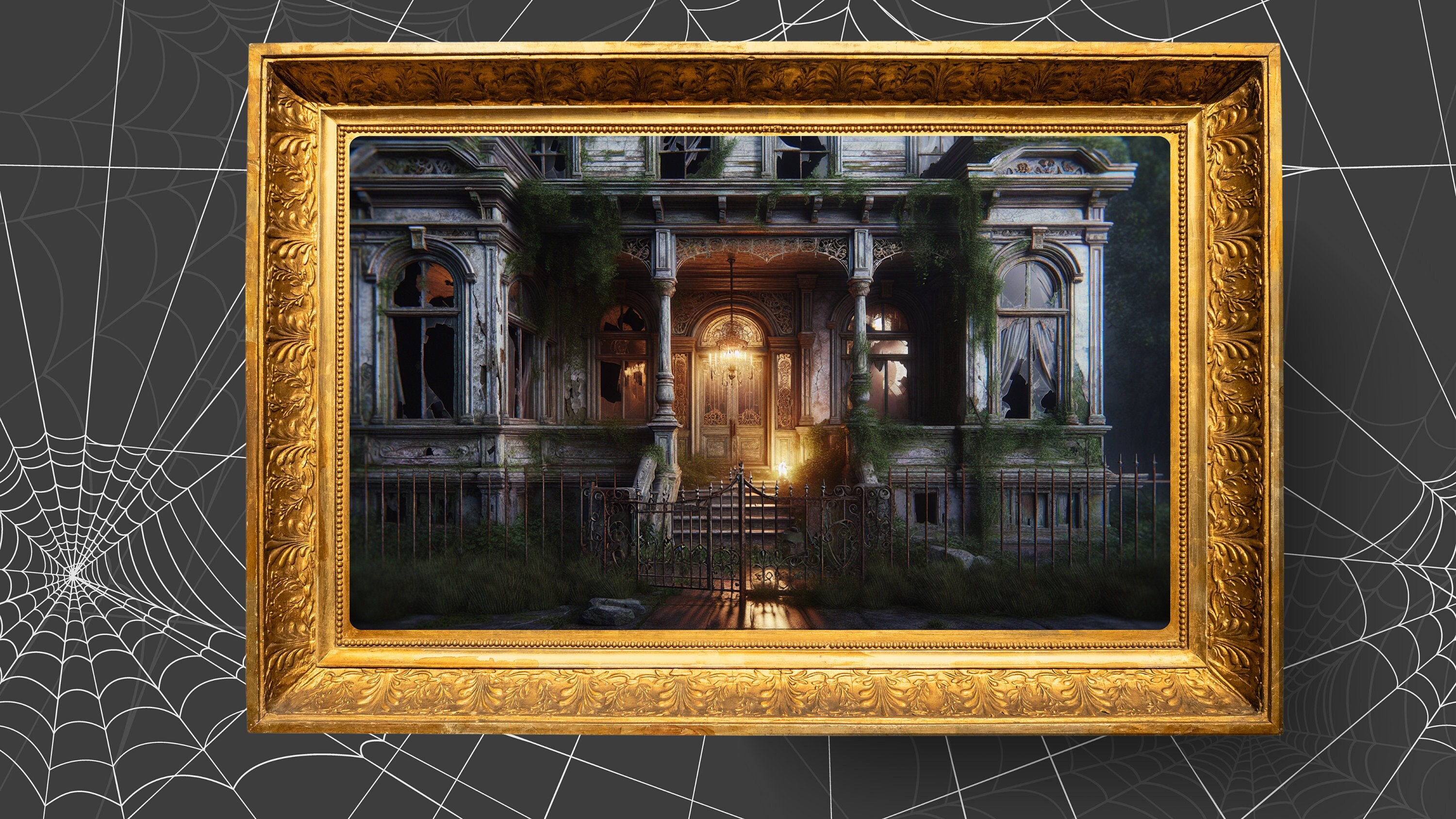 Halloween Trick or Treat Spooky House TV Art, Spooky Fall Decor to Set ...