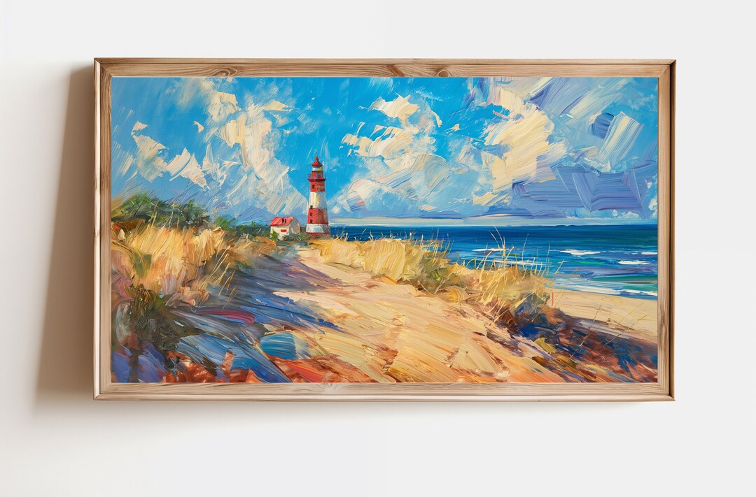 Lake Michigan Lighthouse Painting for a Smart TV, Bright and Cheerful ...
