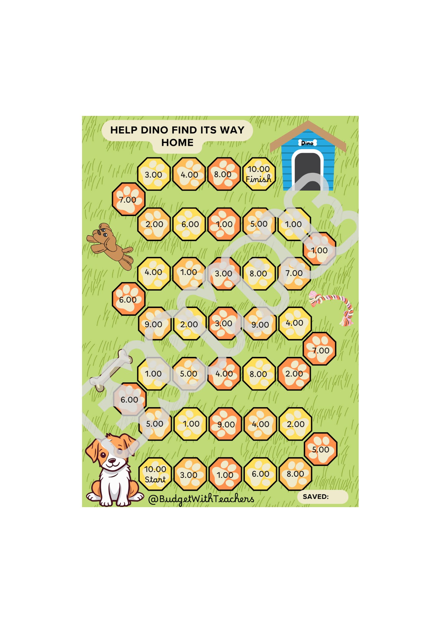 A4 Savings Board Game, Printable PDF - Etsy