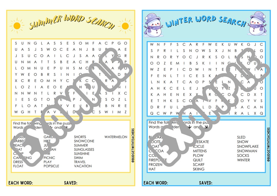 A5 Seasonal Word Search Savings Challenges, PDF Printable - Etsy