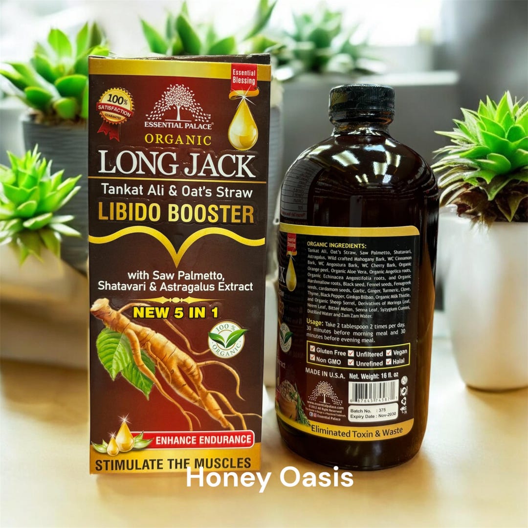 Organic Long Jack Tonic 5 in 1, 16oz Glass Bottle by Essential Palace ...