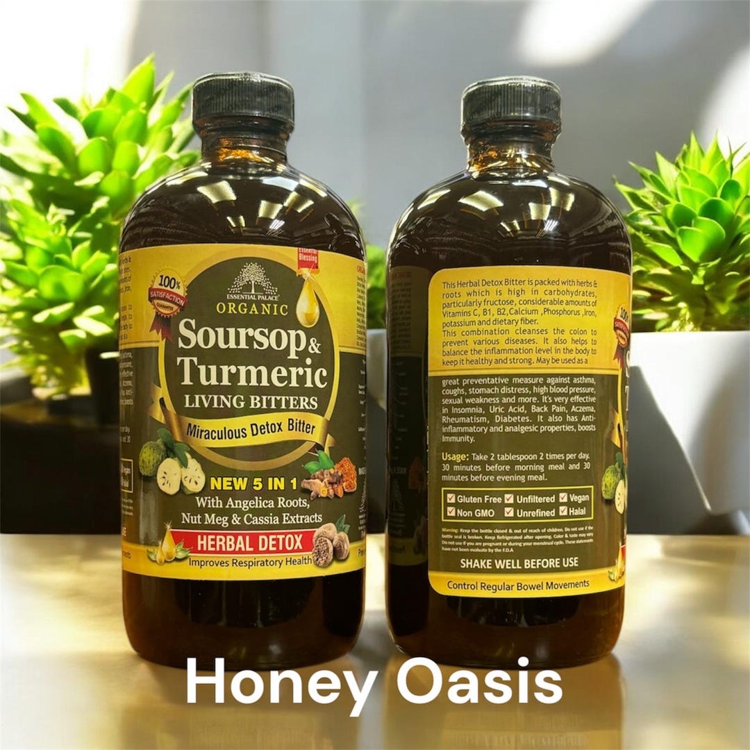 Organic Soursop & Turmeric Living Bitters (african Bitters) 5 in 1 ...