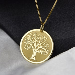 14K Solid Gold Tree of Life Necklace Gift for Family, Personalized ...