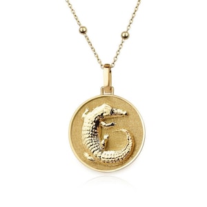 14K Real Solid Gold Alligator Jewelry, Personalized Crocodile Disc ...
