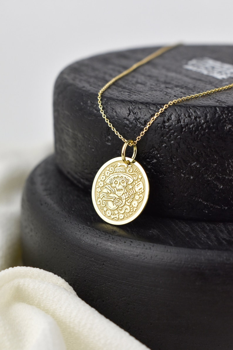 14k Solid Gold Cinco De Mayo Necklace Gold Mariachi Band Jewelry Personalized Mexican Pendant