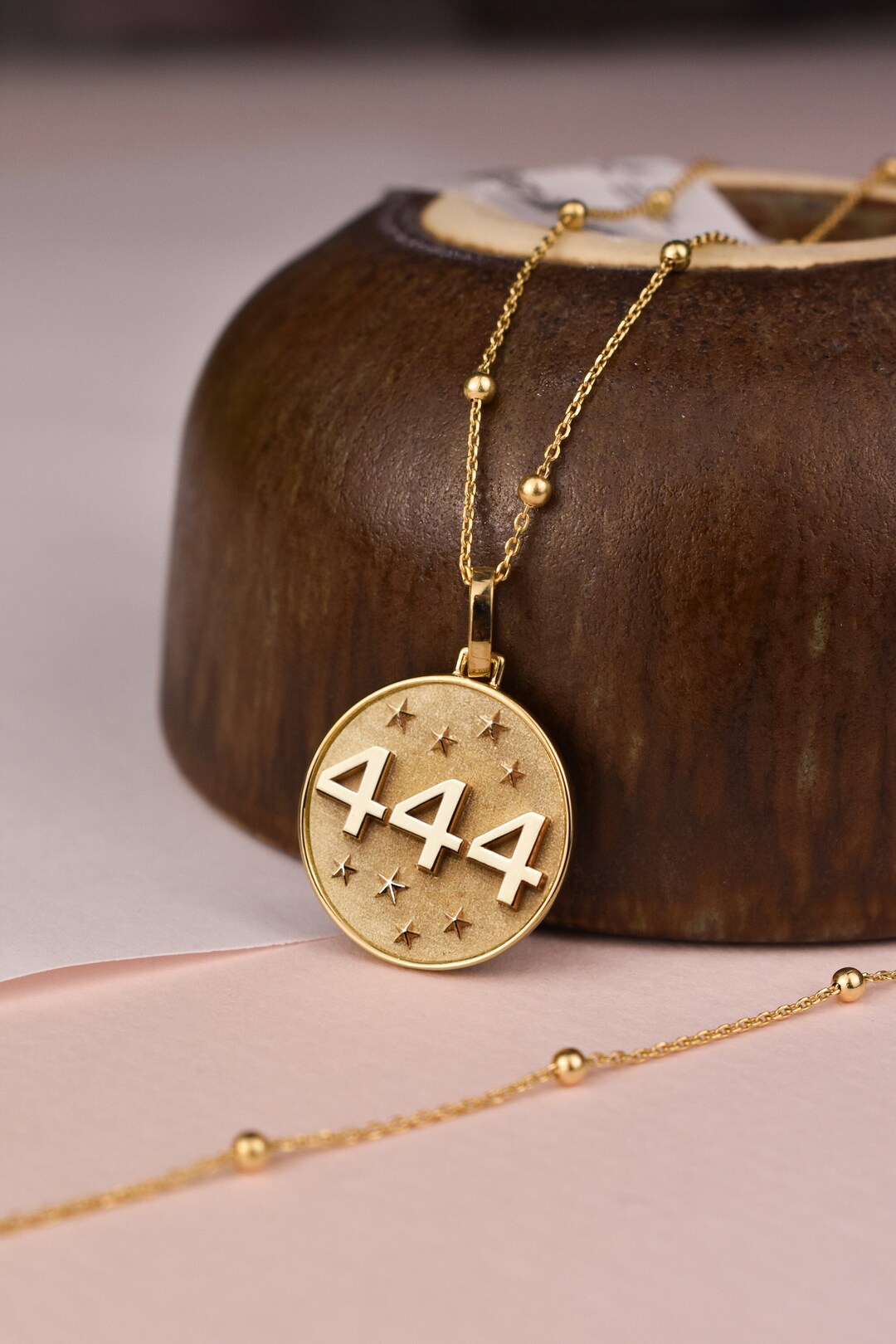 14K Solid Gold Angel Number Necklace for Women, Protection Pendant ...