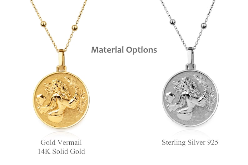 14K Solid Gold Virgo Zodiac Sign Necklace for Women, Dainty Virgo ...
