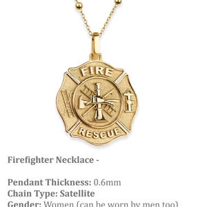 14K Gold Firefighter Necklace, Firefighter Badge Pendant, Maltese Cross ...