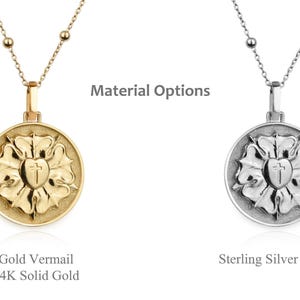 14K Gold Luther Rose Necklace, Lutheran Cross Pendant Medal, Martin Luther Seal of Reformation ...