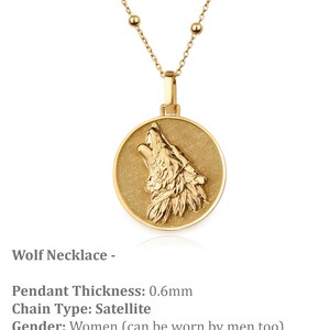 14K Gold Howling Wolf Necklace for Women, Personalized Wolf Pendant ...