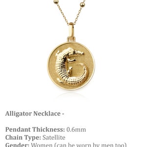 14K Real Solid Gold Alligator Jewelry, Personalized Crocodile Disc ...