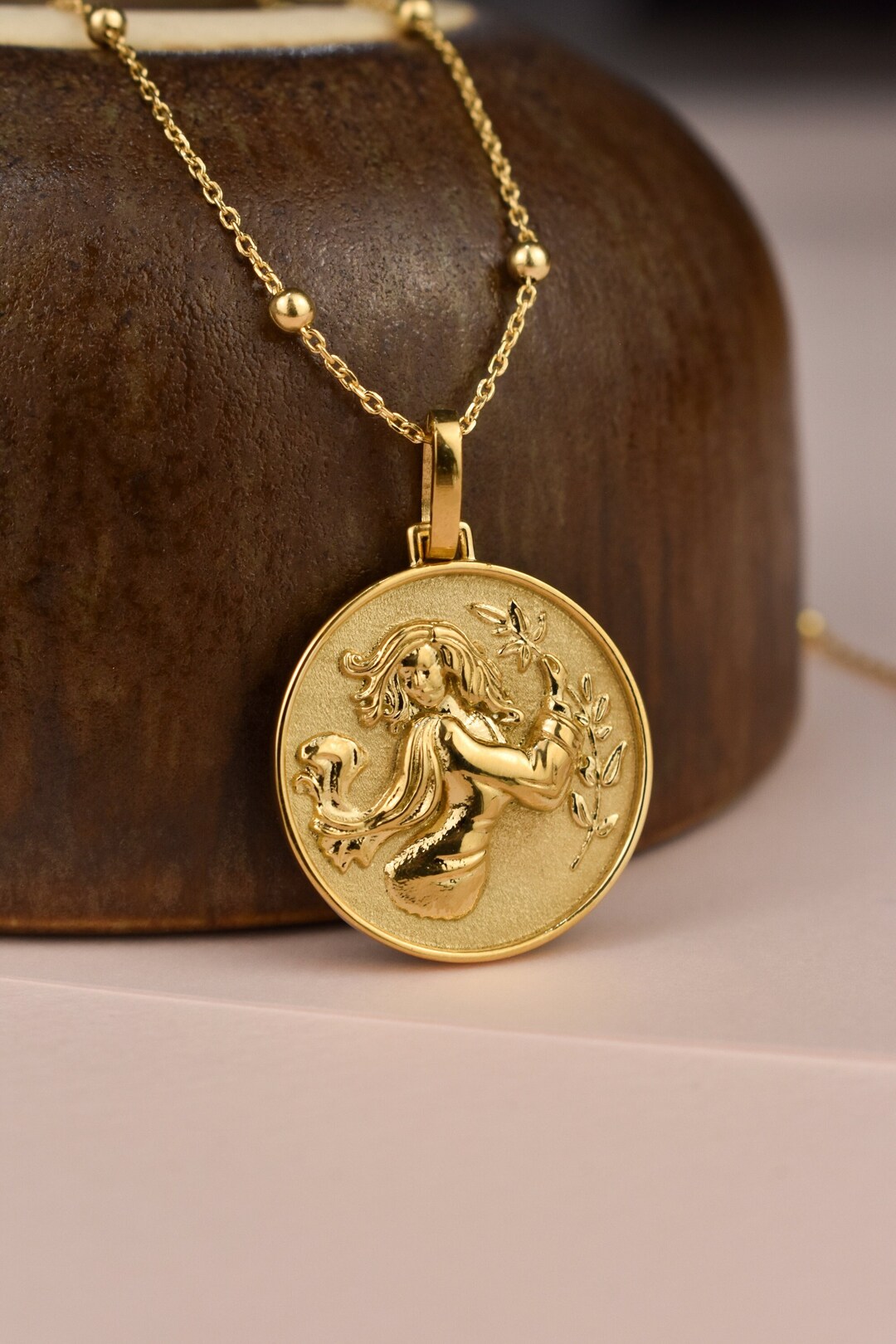 14K Solid Gold Virgo Zodiac Sign Necklace for Women, Dainty Virgo ...