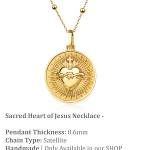 14K Gold Sacred Heart of Jesus Necklace, Jesus Christ Necklaces, Dainty ...