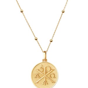 14K Solid Gold Chi Rho Necklace, Greek Orthodox Necklace, Gold ...