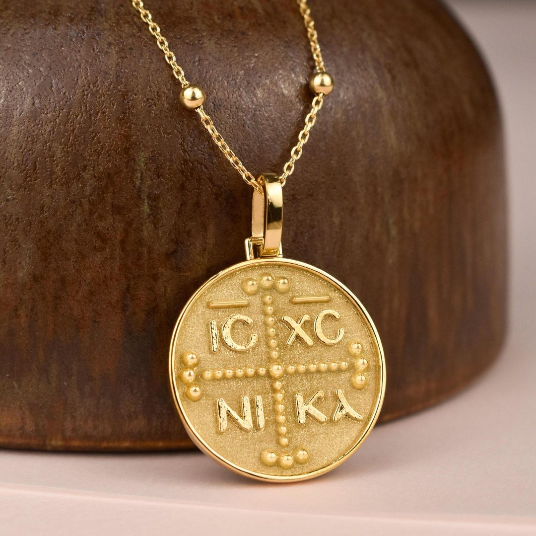 14K Solid Gold Konstantinato Cross Necklace for Women, Gold Greek Cross ...