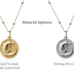 14K Real Solid Gold Alligator Jewelry, Personalized Crocodile Disc ...