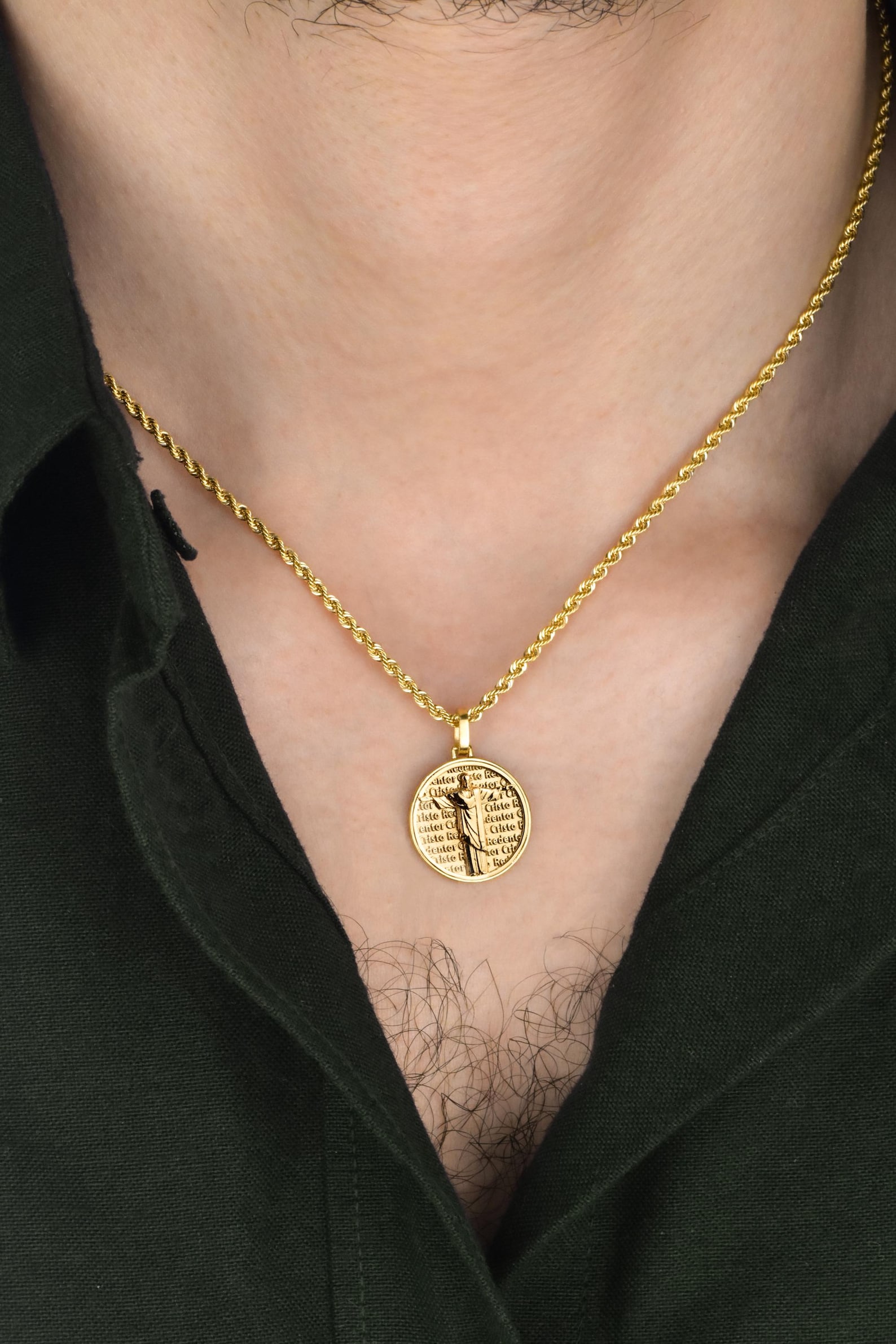 14K Gold Christ the Redeemer Necklace, Rio De Janeiro Statue Pendant ...