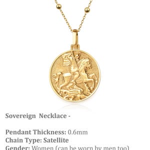 14K Solid Gold Saint George Necklace, Personalized Sovereign Pendant ...