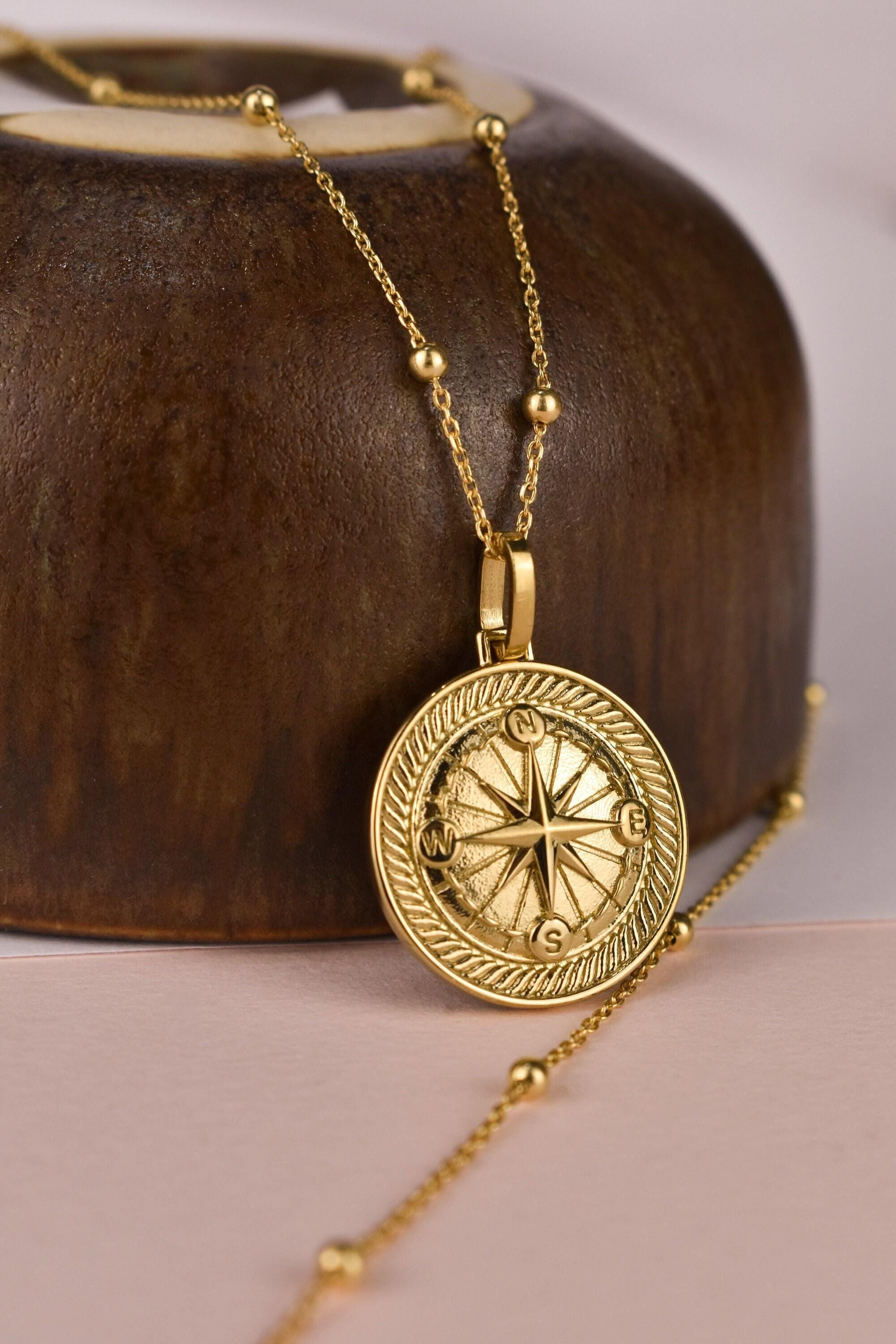 14K Gold Compass Necklace, Graduation Gifts for Girls, High School ...