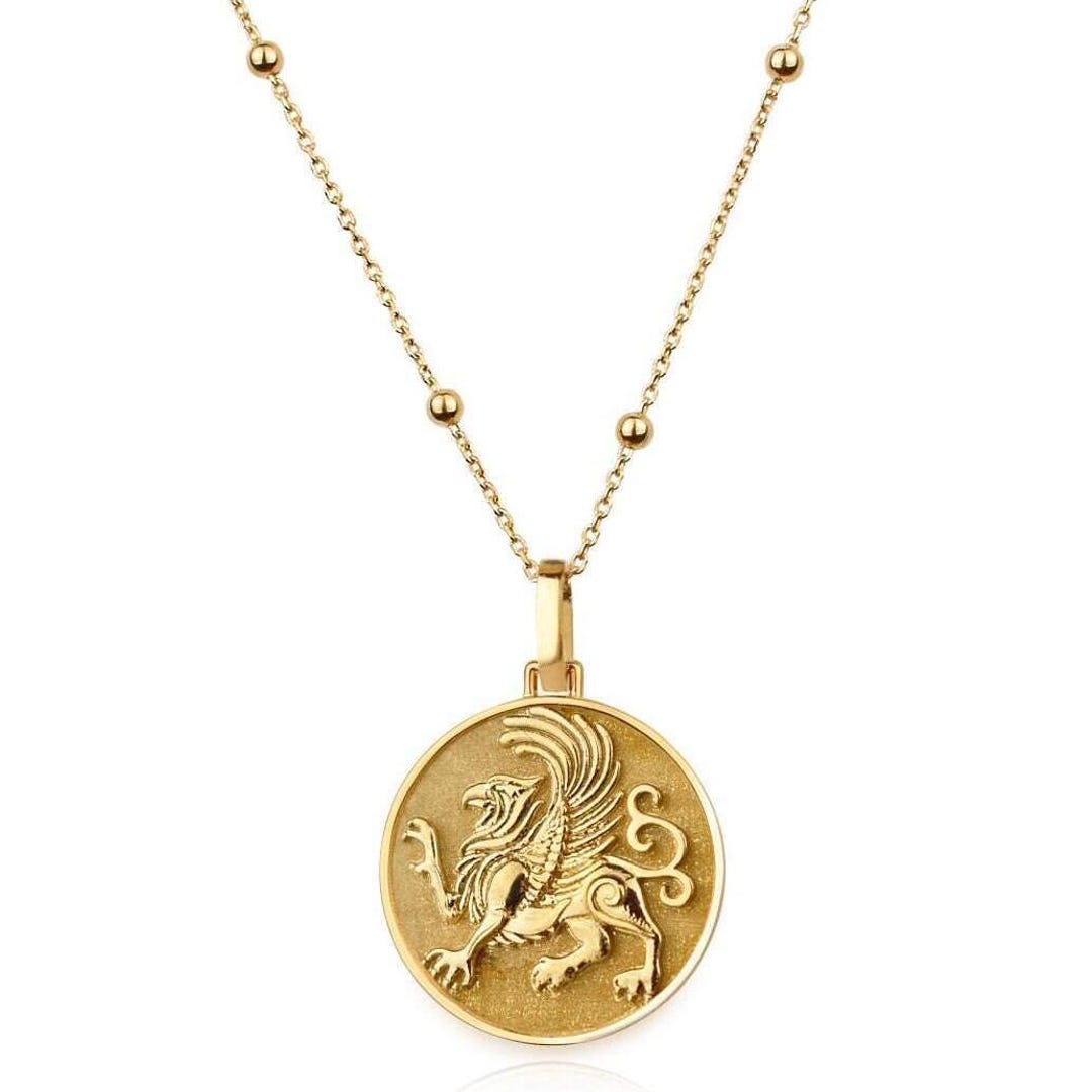 14K Gold the Griffin Necklace, Griffin Mythical Creature Pendant ...