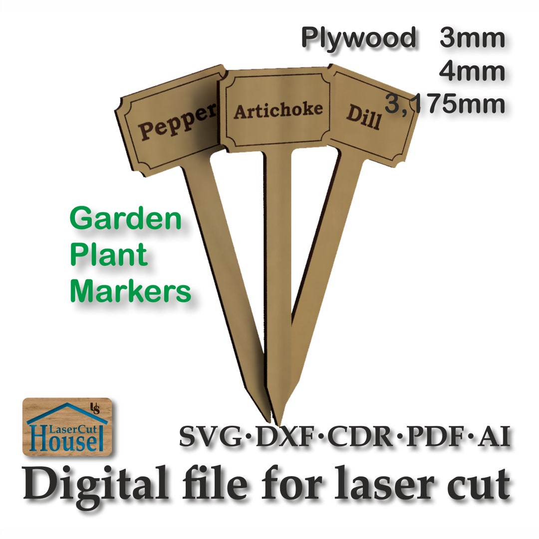 Garden Markers - Laser Cut File, SVG, CDR, PDF, Ai, Dxf - Etsy