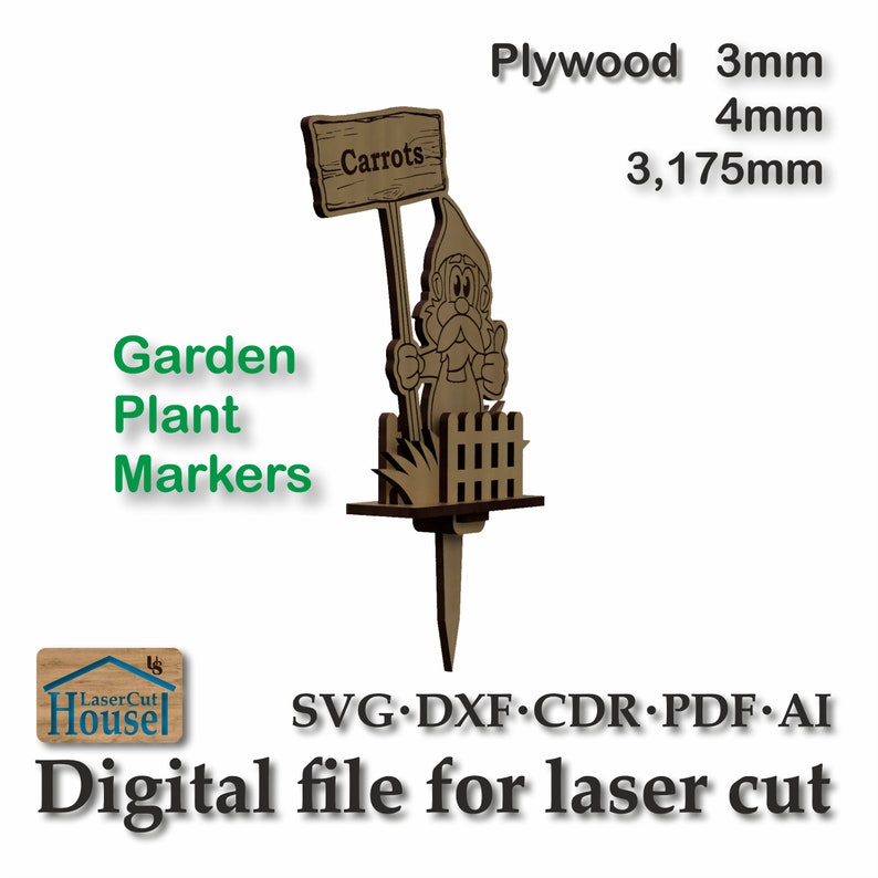 Laser Cut File Garden Plant Markers, SVG, CDR, PDF, Ai, Dxf - Etsy ...