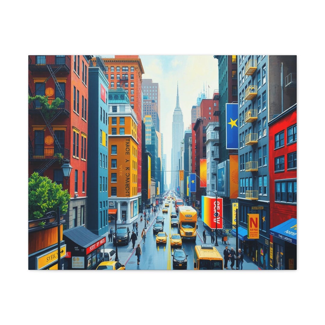 Canvas Wrap, Urban Cityscape Wall Art, NYC Skyline Decor, Modern Street ...