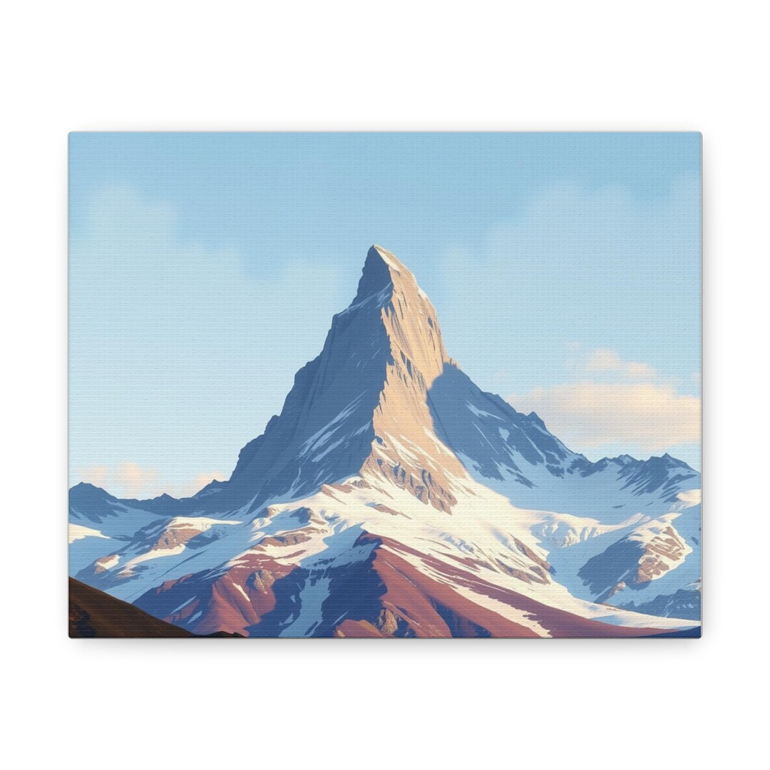 Mountain Canvas, Matterhorn Wall Decor, Alpine Art Print, Snowy Peak ...
