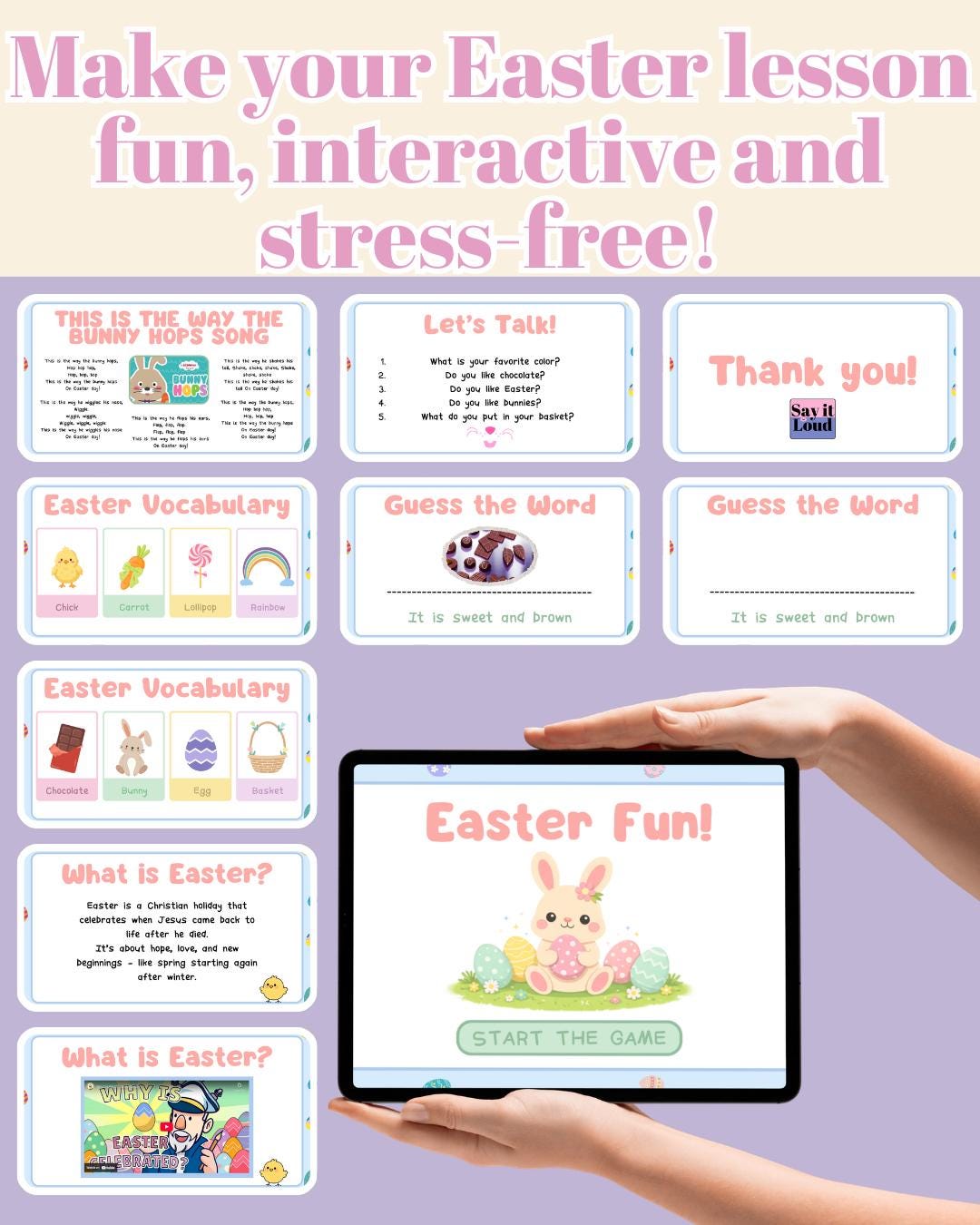Easter ESL Lesson for Kids | Easter Vocabulary & Games PPT | Bunny Song ...