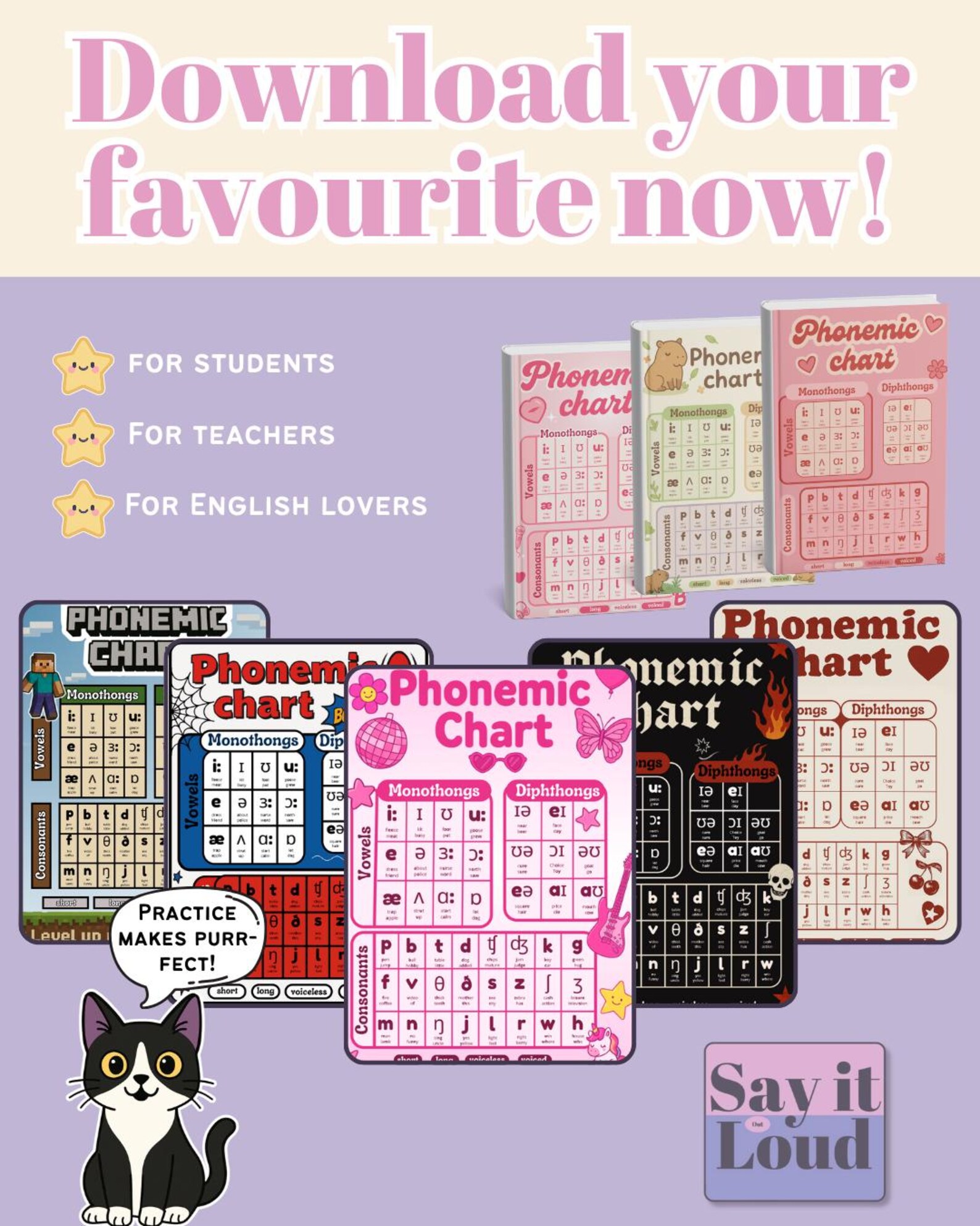 Phonemic Chart Poster + Aesthetic Sticker Pack | Printable ESL ...