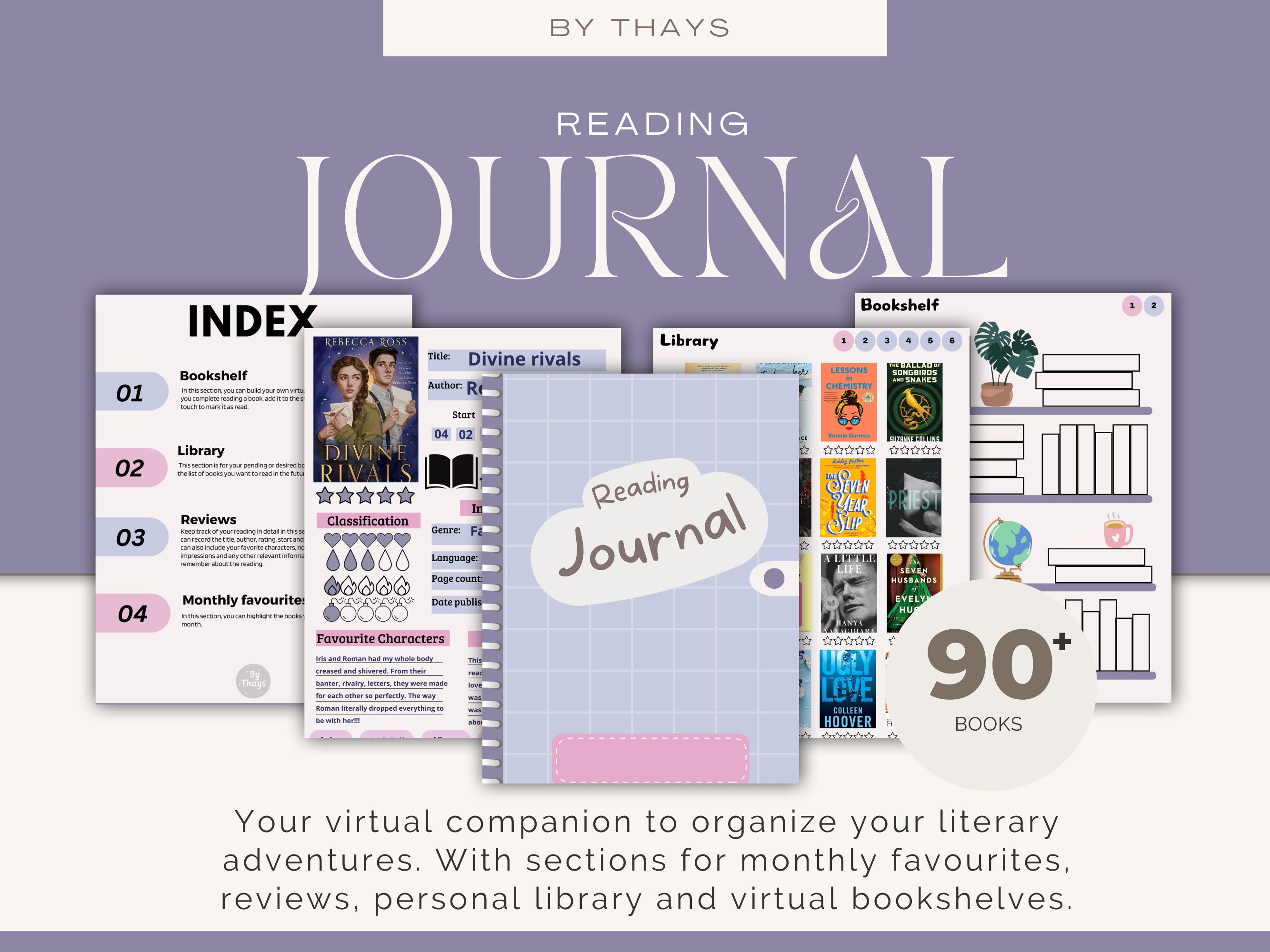 Digital Reading Journal, Portrait Reading Journal, Reading Planner ...