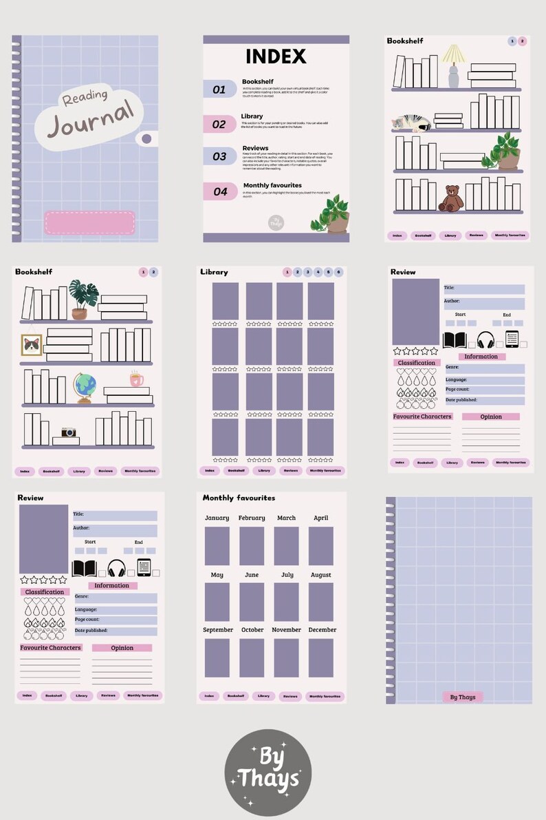 Digital Reading Journal, Portrait Reading Journal, Reading Planner ...