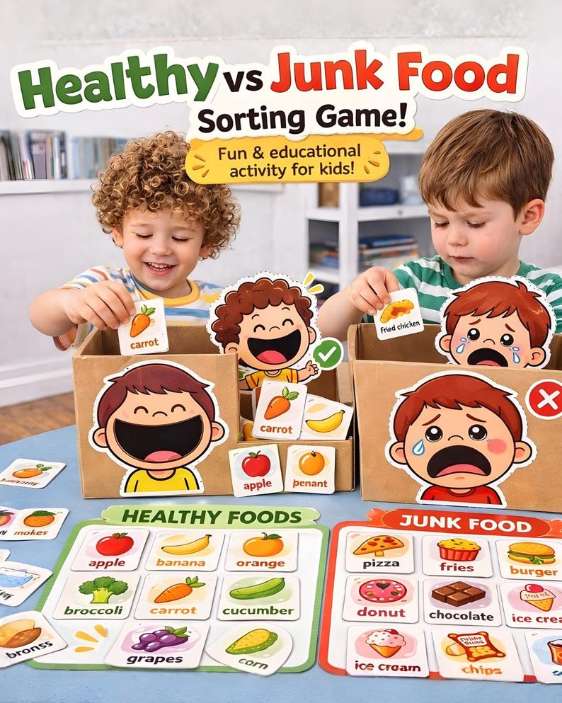 Food Sorting Worksheet Printable PDF | Healthy Vs Unhealthy Food ...