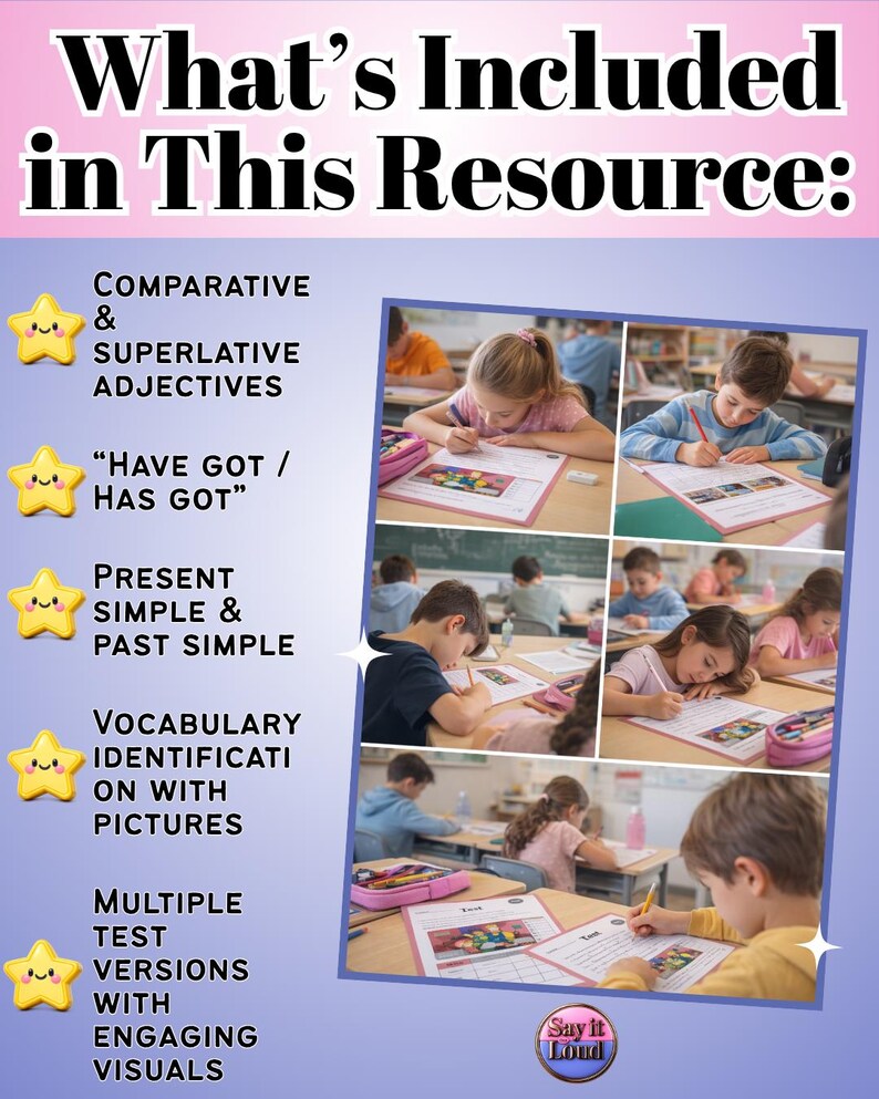 A1–A2 ESL Grammar Test Pack | Printable English Assessment Worksheets ...