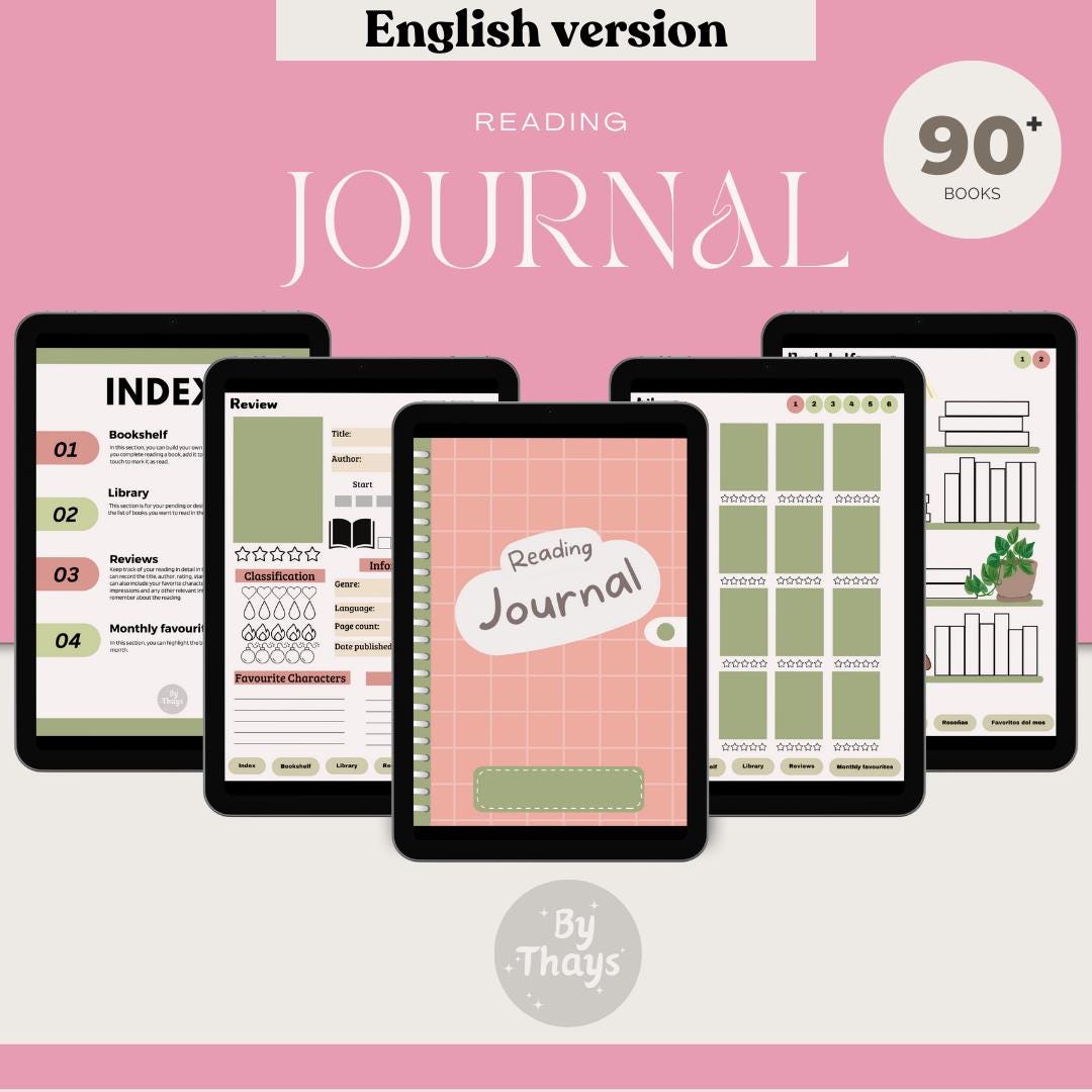 Digital Reading Journal | Editable Book Tracker & Review Planner ...
