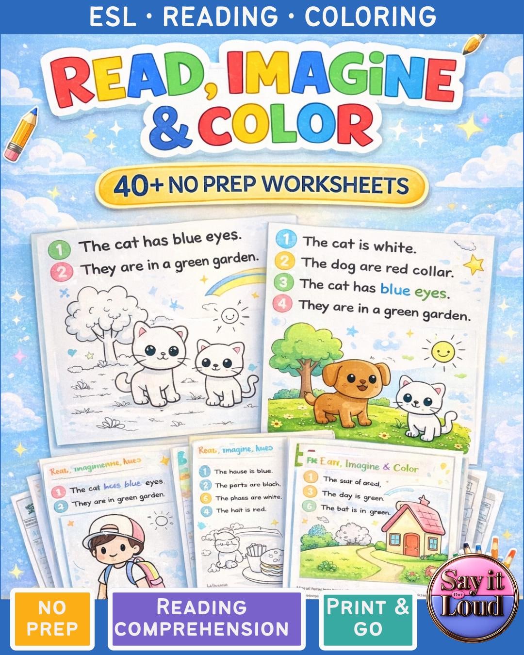 Read Imagine Color Worksheets | Colors Reading Comprehension Activities ...