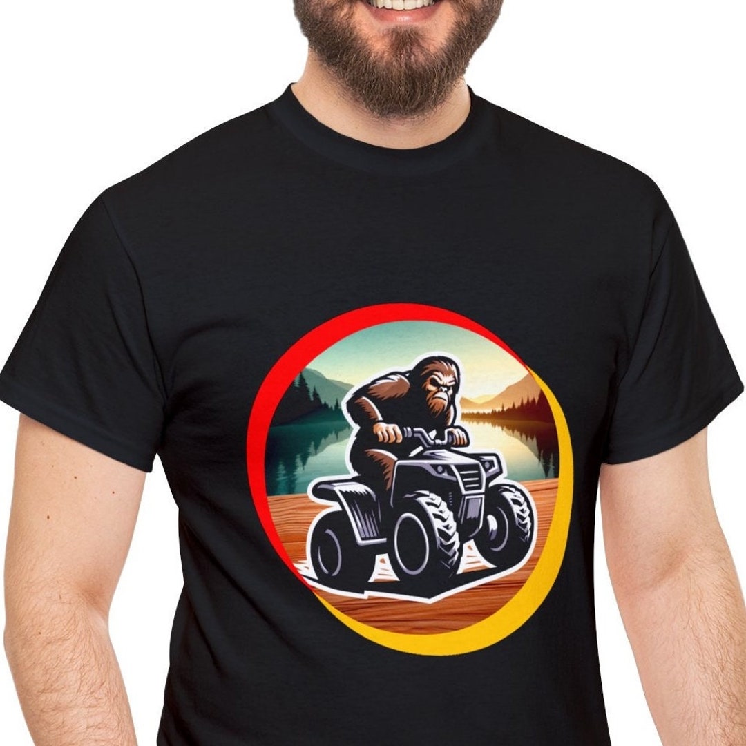 Bigfoot ATV Adventure T-shirt: Cartoon Sasquatch Riding Quad - Etsy