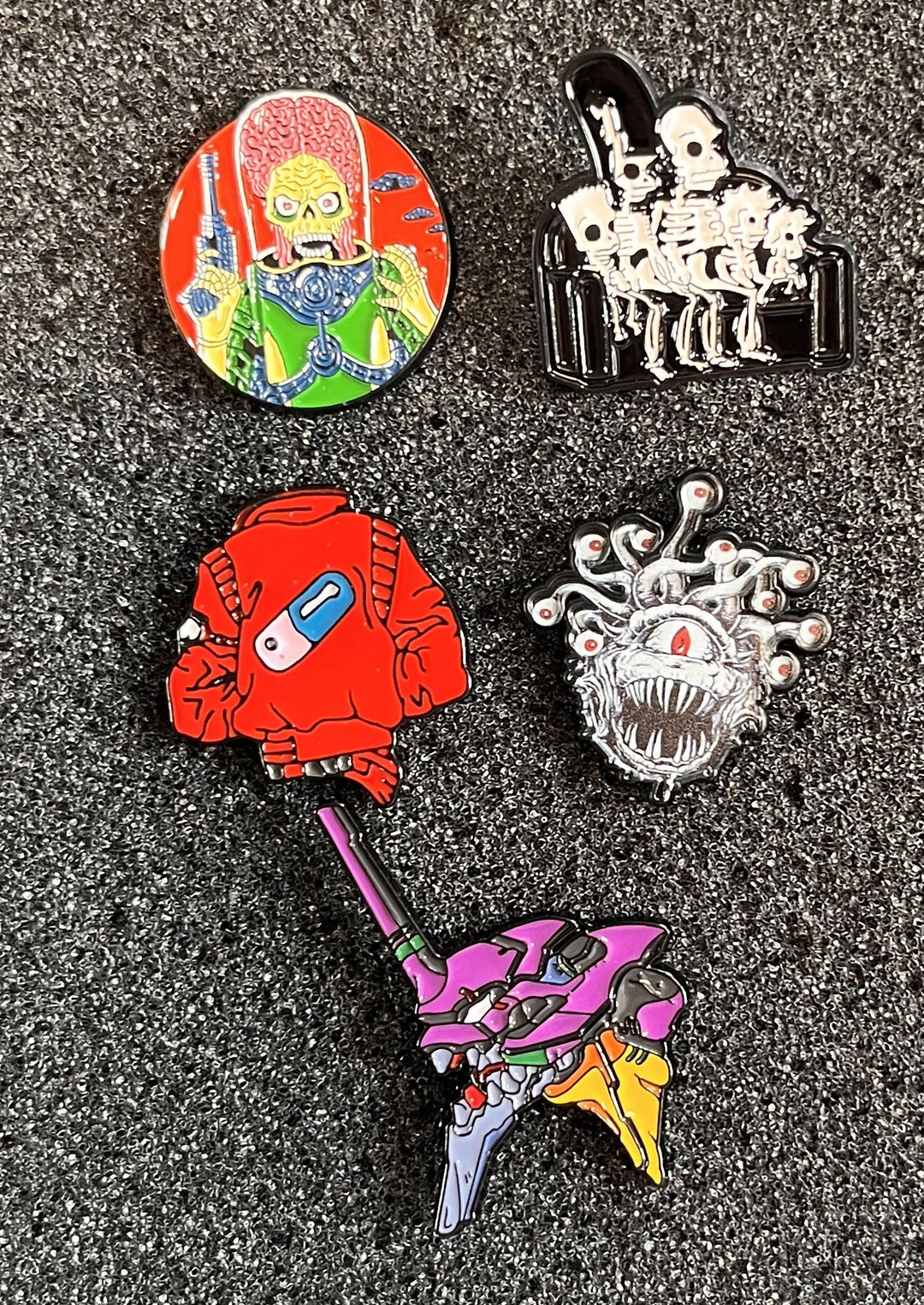ENAMEL PIN LOT Five Enamel Pins Simpsons, Neon Genesis Evangelion ...