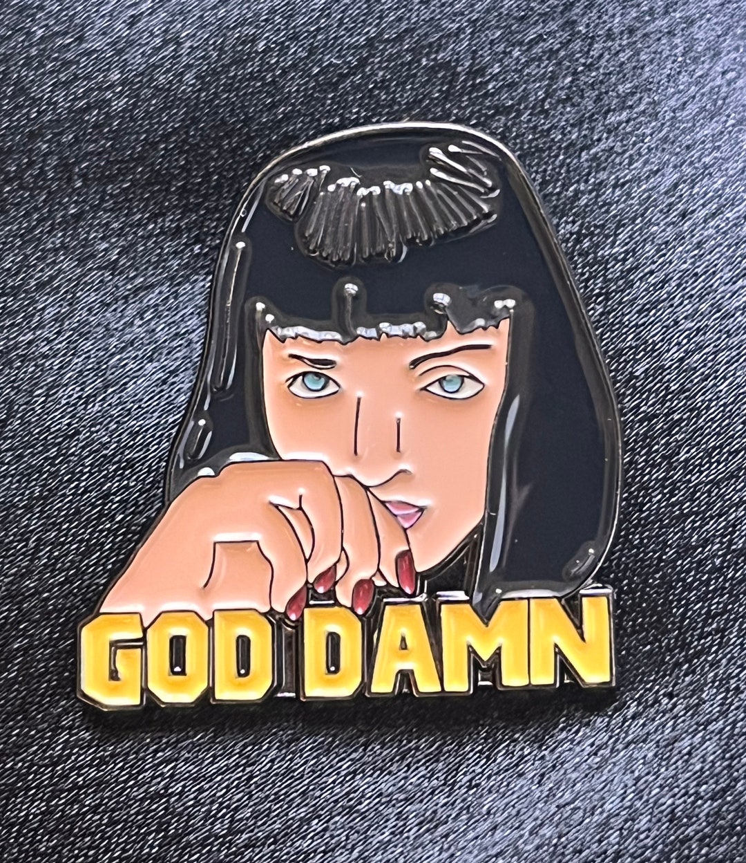 Pulp Fiction God Damn Scene Mia Wallace Enamel Pin / Badge / Brooch - Etsy