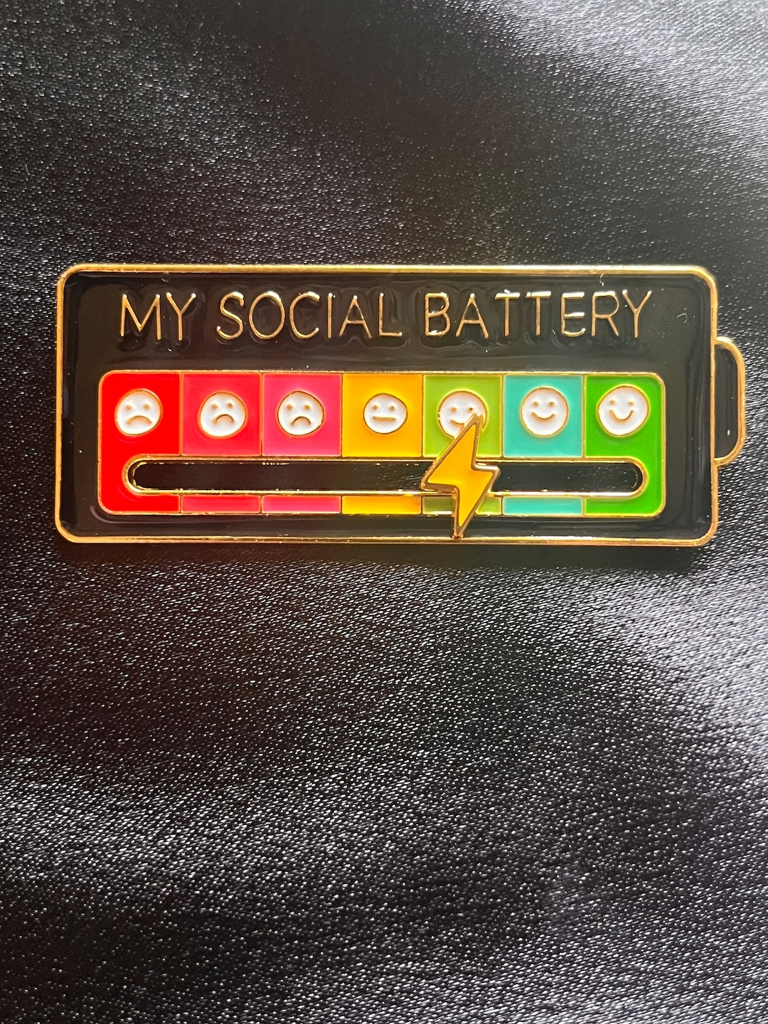 Social Battery Meter with Movable Hand LARGE Gold Plated Enamel Pin - Etsy